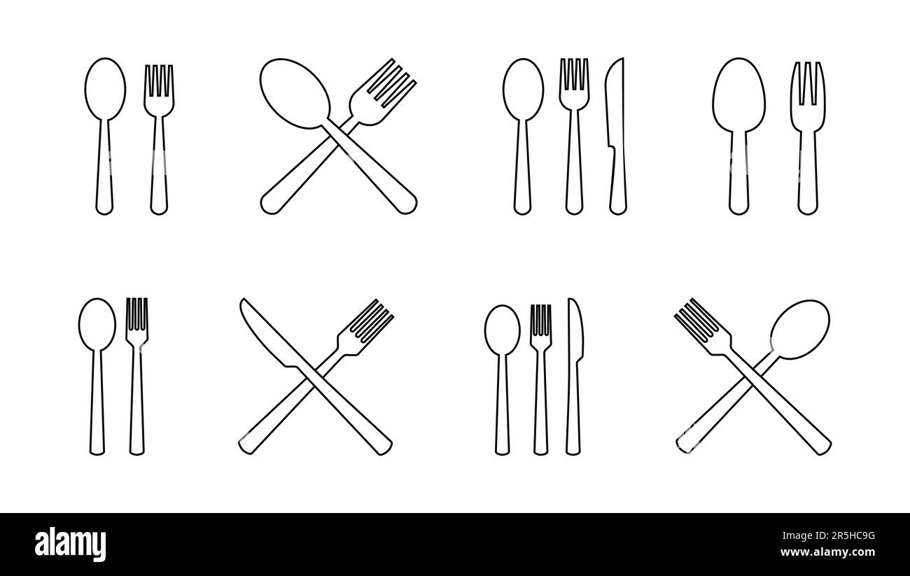 spoon and fork icon set. spoon, fork and knife icon vector. restaurant ...