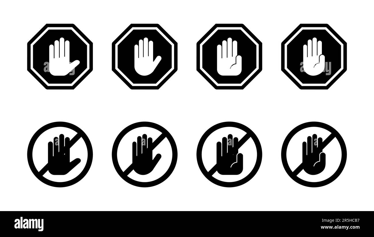 Stop icon set. stop road sign. hand stop icon vector Stock Vector Image ...