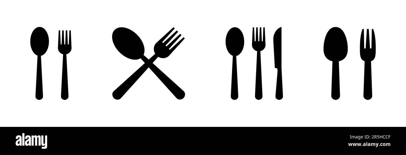 spoon and fork icon set. spoon, fork and knife icon vector. restaurant ...