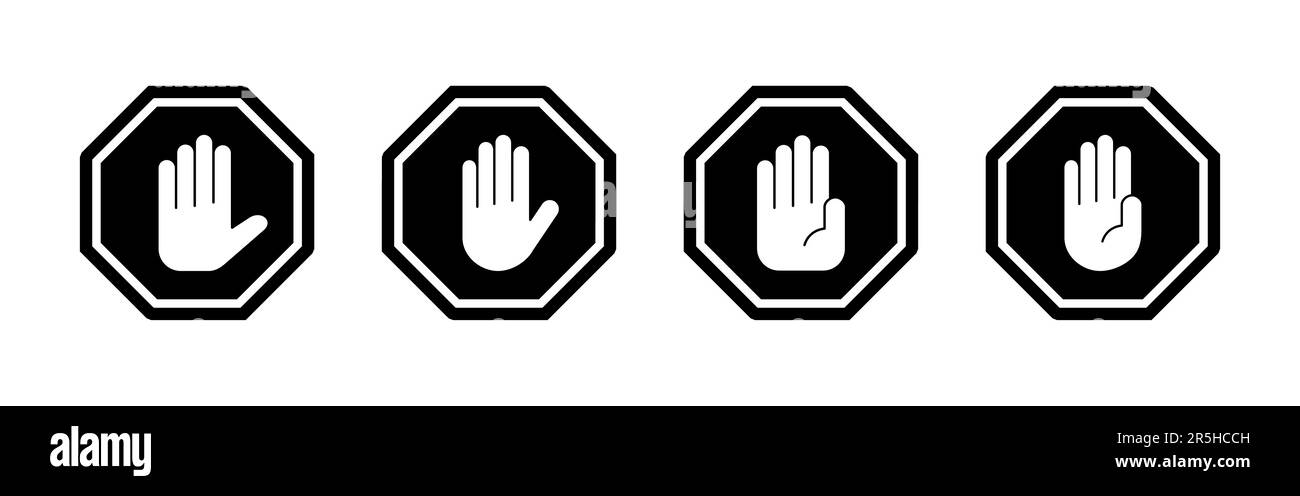 Stop icon set. stop road sign. hand stop icon vector Stock Vector Image ...