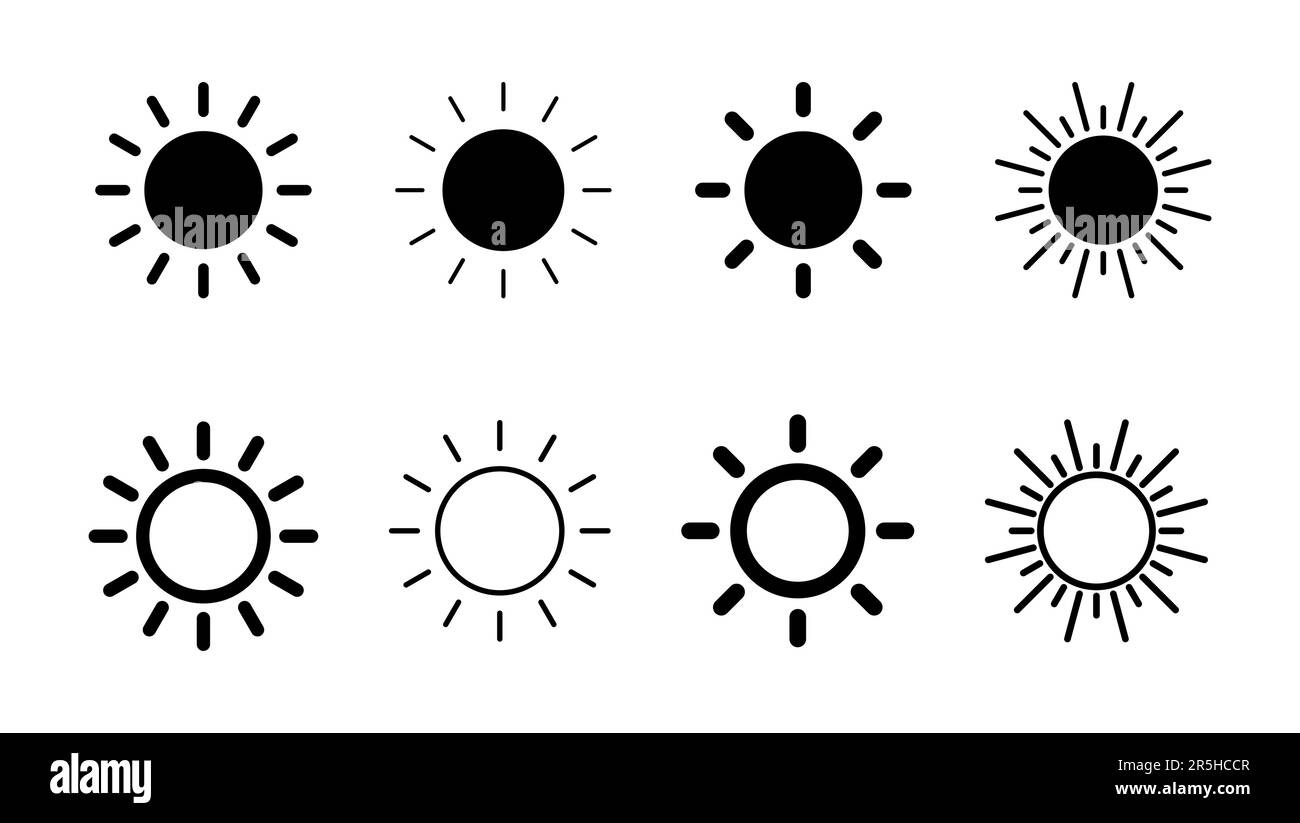 Sun icon set. Brightness Icon vector Stock Vector Image & Art - Alamy