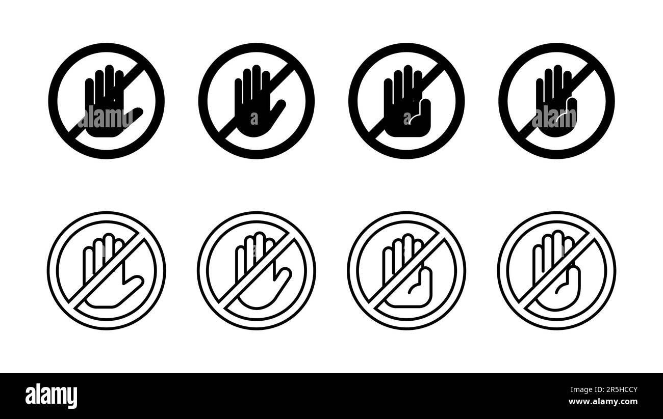 Stop icon set. stop road sign. hand stop icon vector Stock Vector Image ...