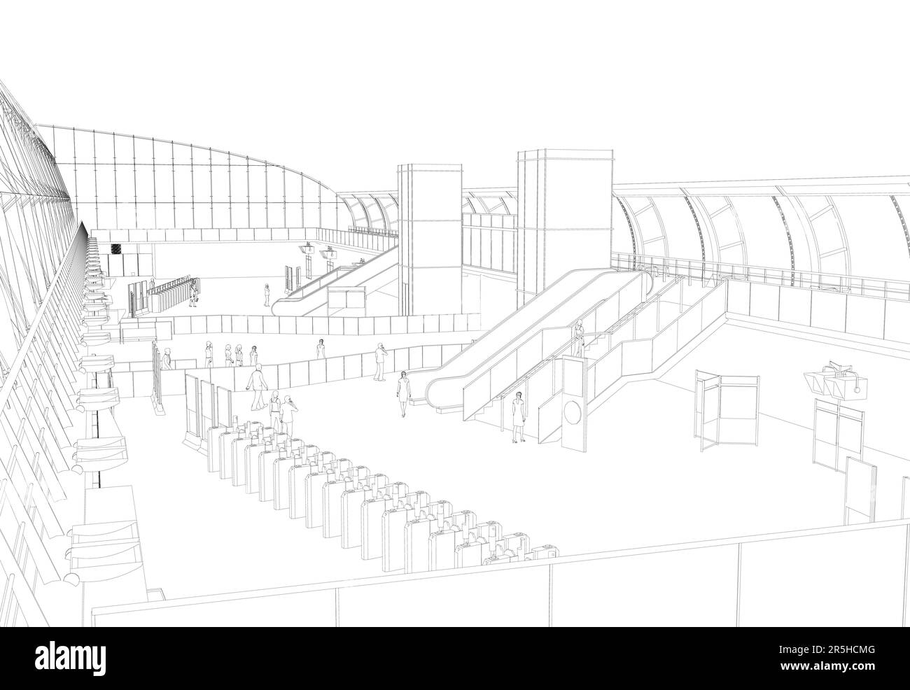 The outline of the station from black lines isolated on a white ...