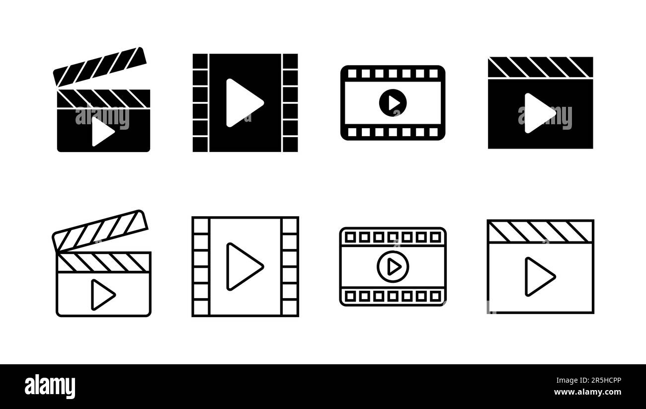 Video icon set. video camera icon vector. movie sign. cinema Stock ...
