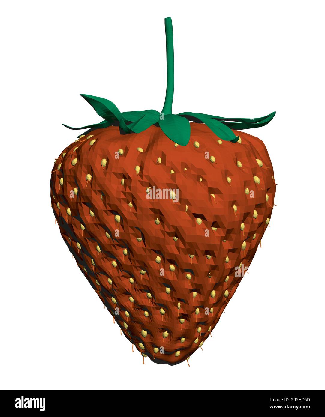Polygonal model of red strawberries isolated on white background. 3D. Vector illustration Stock ...