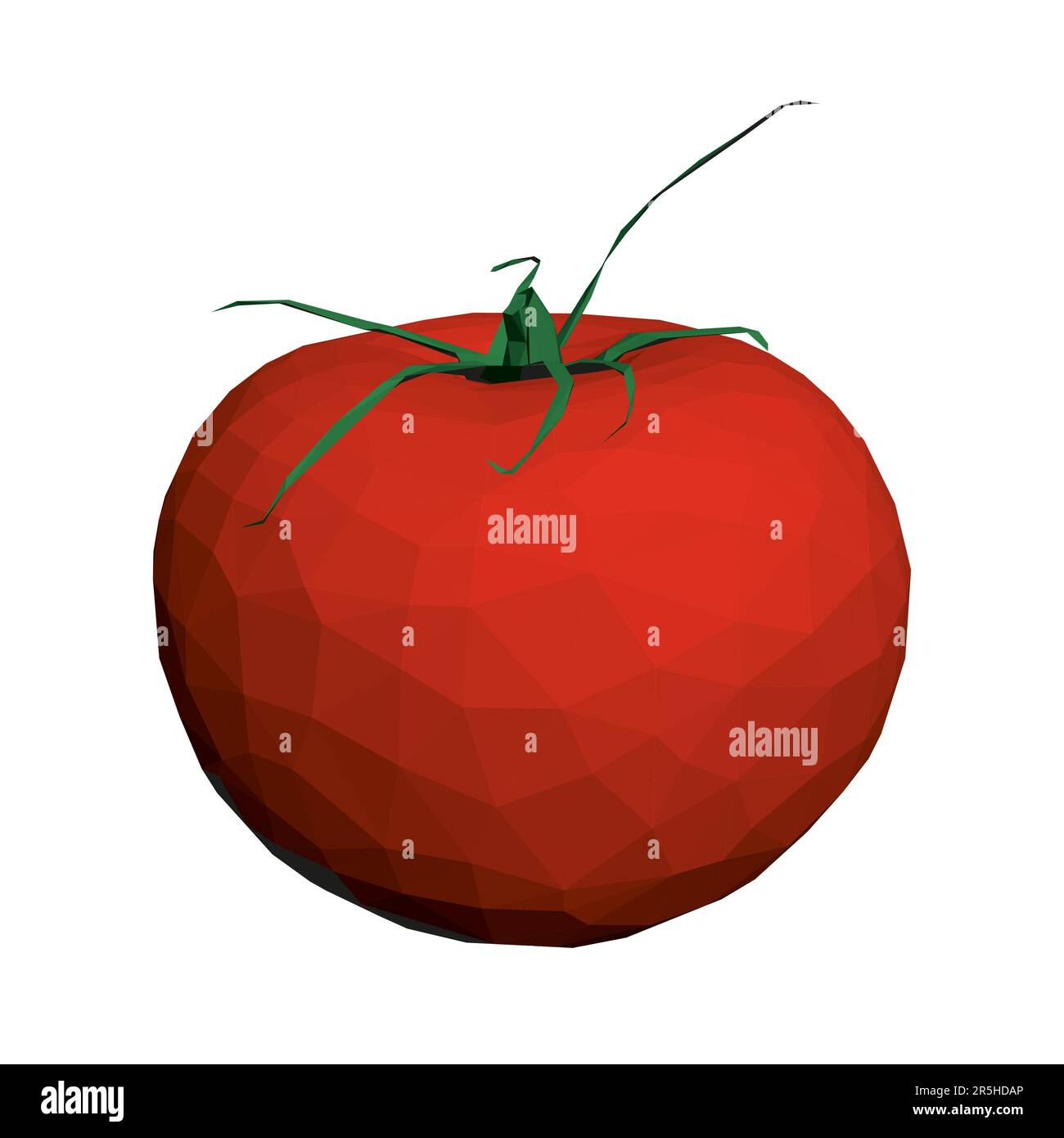 Low poly red tomato isolated on white background. 3D. Vector ...