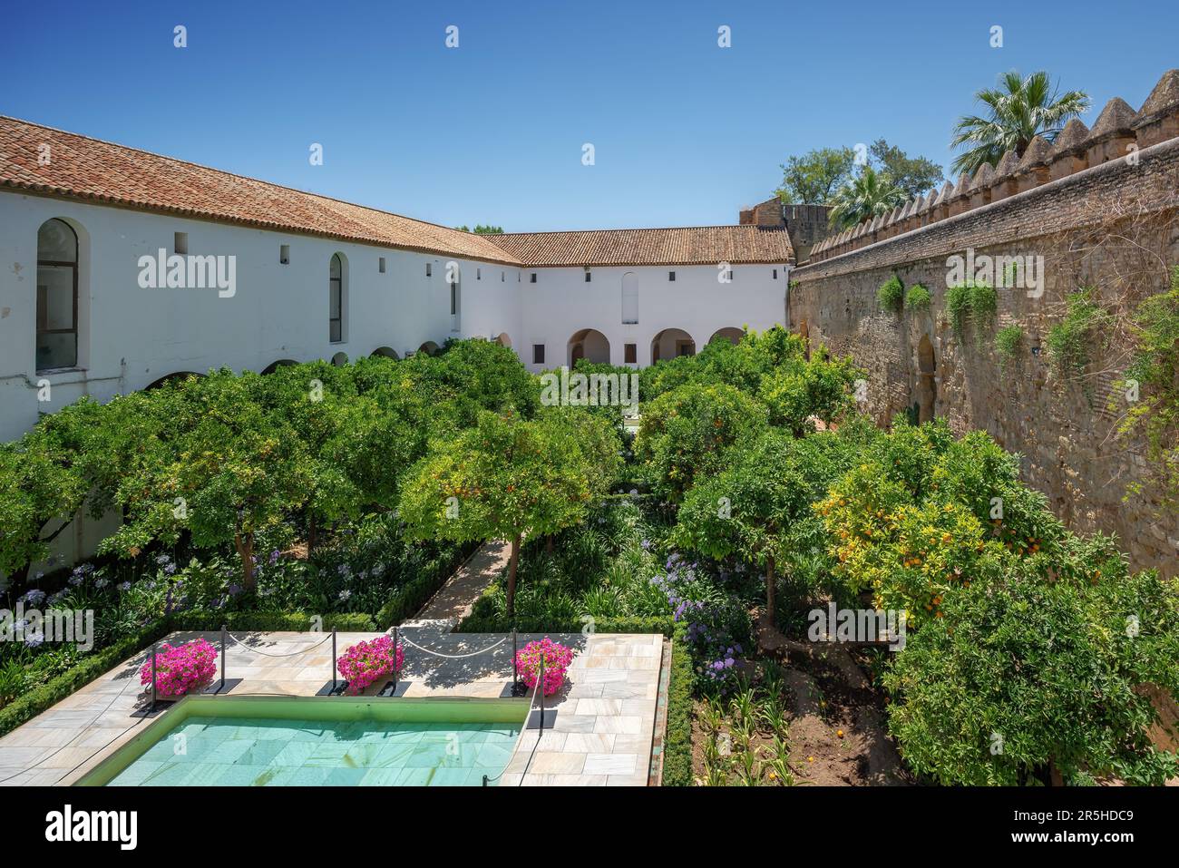 Mudejar Courtyard at Alcazar de los Reyes Cristianos - Cordoba, Andalusia, Spain Stock Photo - Alamy