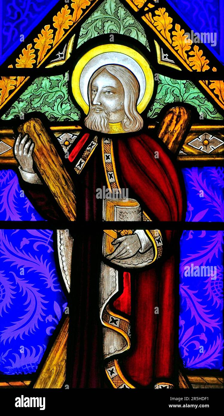 St. Andrew, stained glass window, by Joseph Grant of Costessey, 1856 ...
