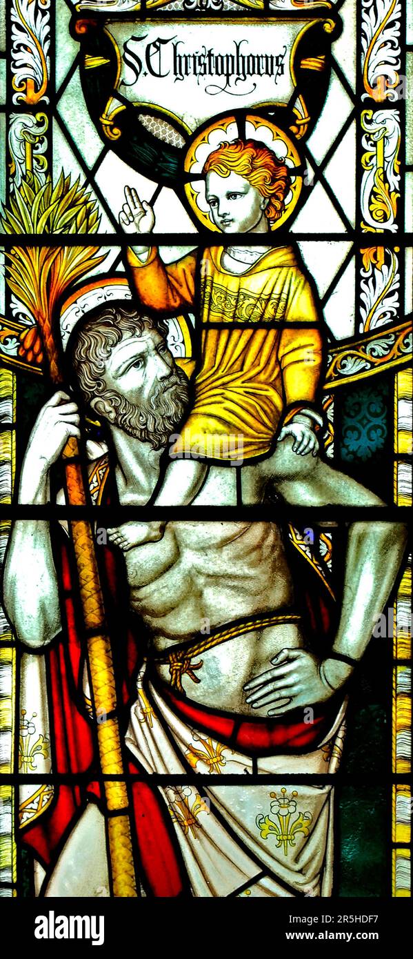 St Christopher, Wells next the Sea, stained glass, Norfolk, 19th ...
