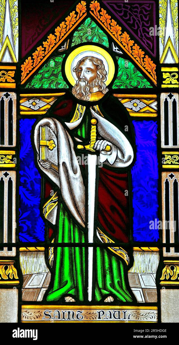 St. Paul, holding sword, stained glass window, by Joseph Grant of ...