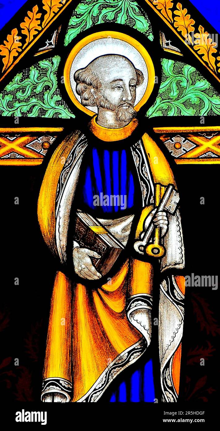 St. Peter, holding keys, stained glass window, by Joseph Grant of ...