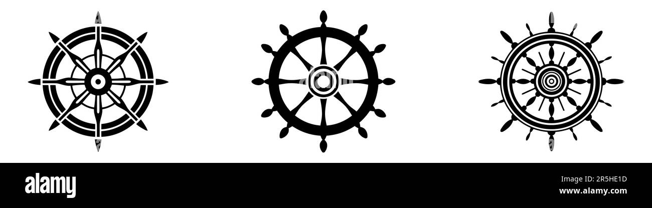 Ship wheel set on white background. Nautical icon design Stock Vector ...