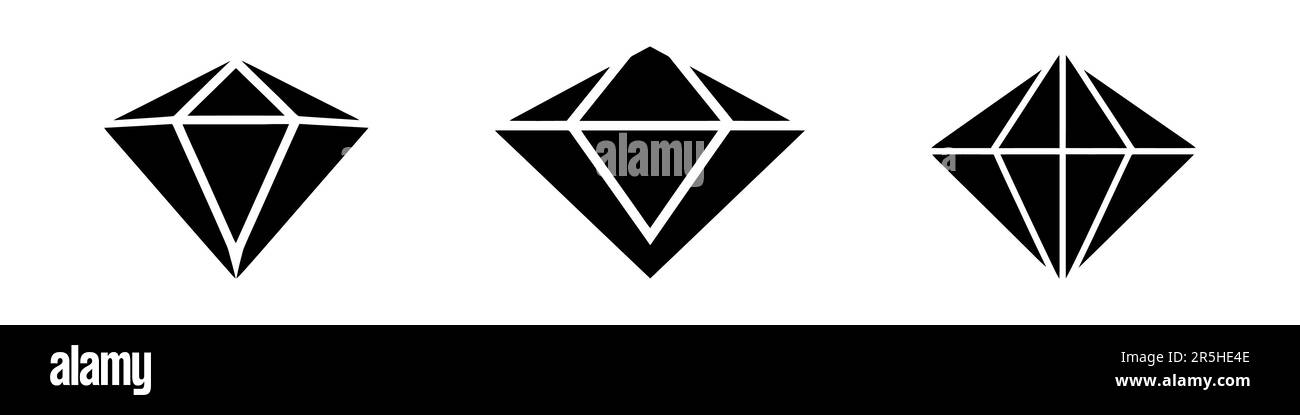A set of diamonds in a flat style. Abstract black diamond collection ...