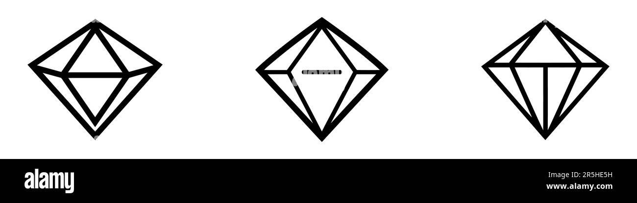 A set of diamonds in a flat style. Abstract black diamond collection ...