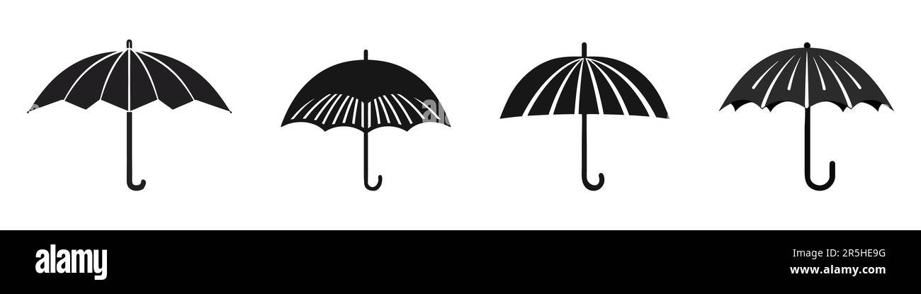 Umbrella icon set. Parasol symbol. Weather sign. Vector illustration ...