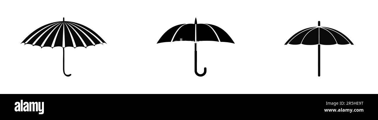 Umbrella icon set. Parasol symbol. Weather sign. Vector illustration ...