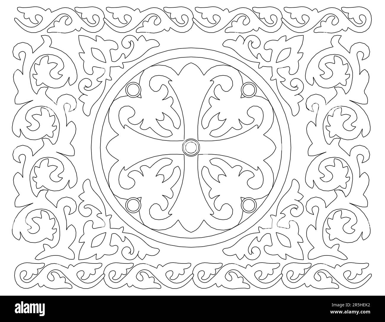 Outline of a decorative rectangular ornament from black lines isolated ...
