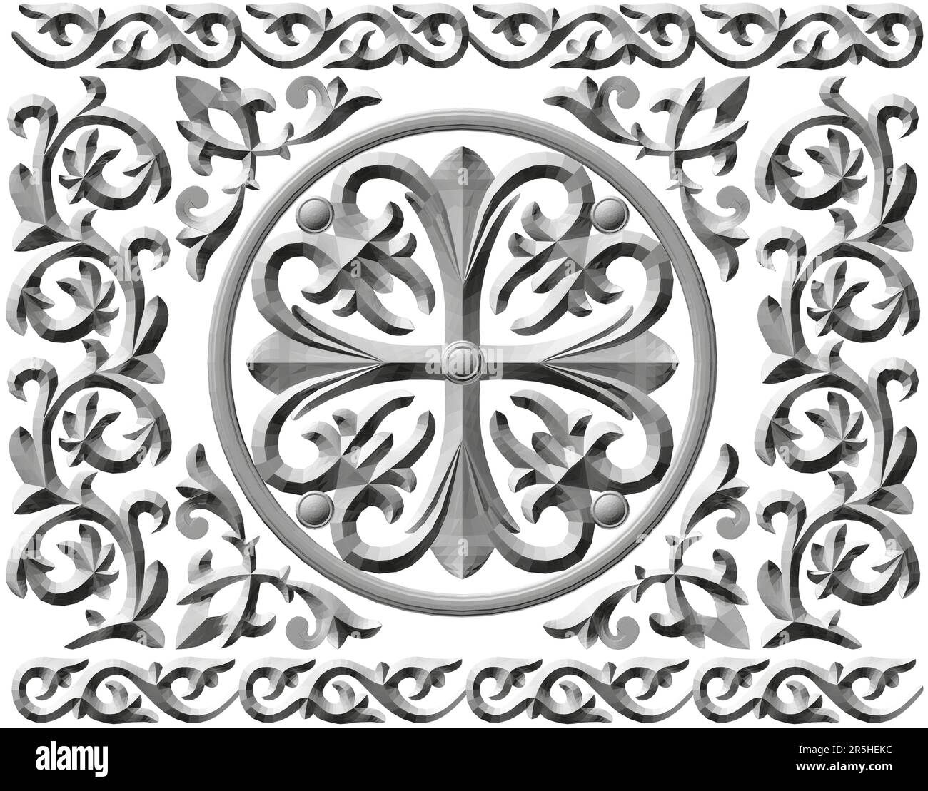Polygonal model of a decorative rectangular ornament isolated on a ...