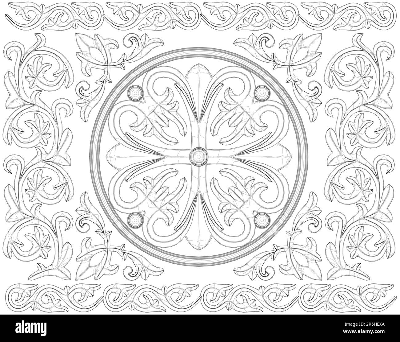 Outline of a decorative rectangular ornament from black lines isolated ...
