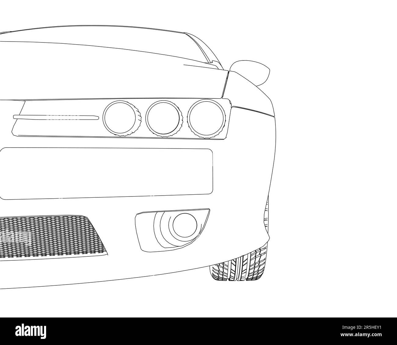The contour of the front of the car from black lines isolated on a ...