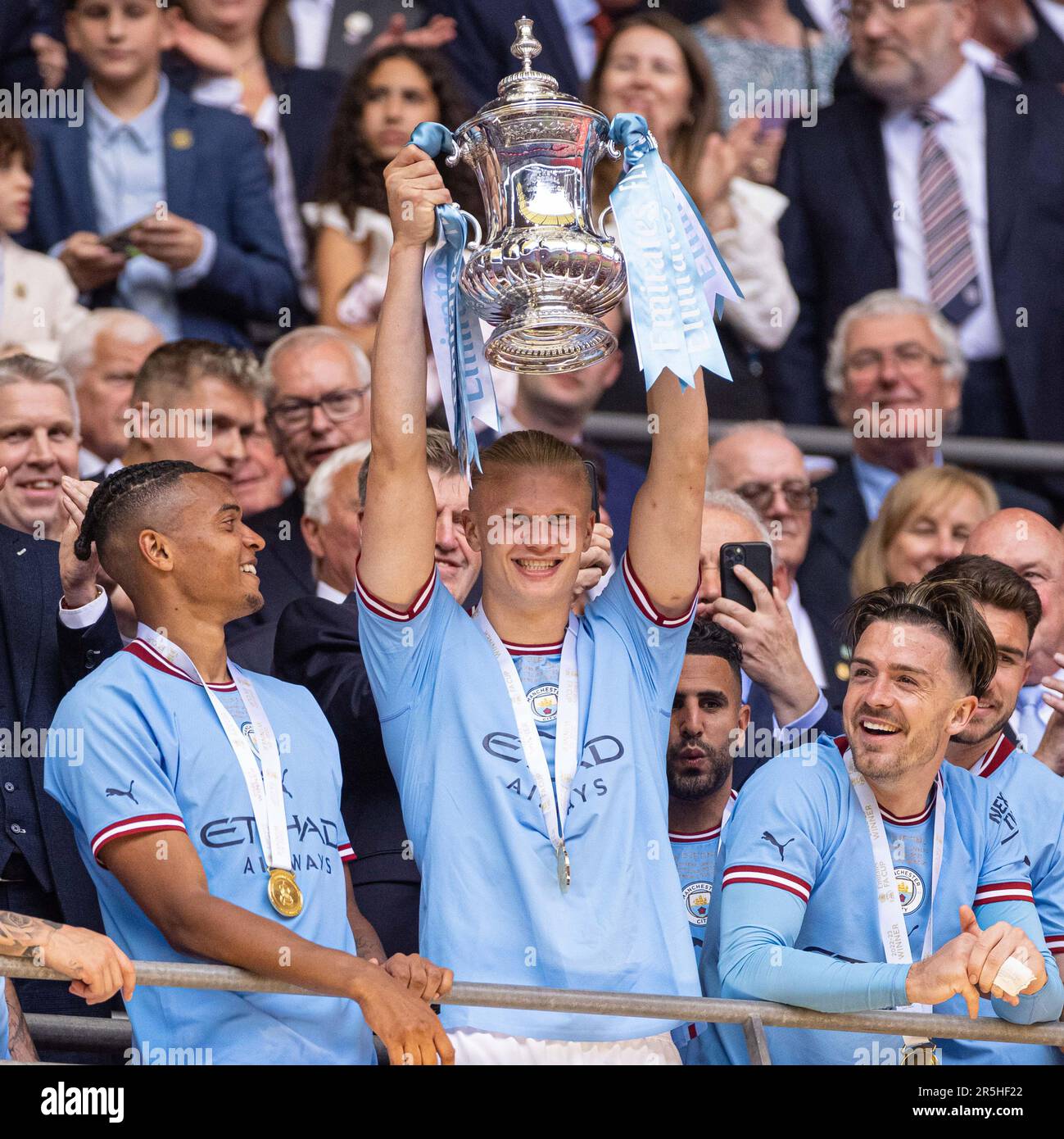 London, UK. 4th June, 2023. Manchester City's Erling Haaland (C, front ...