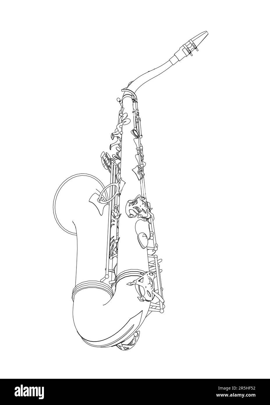 Saxophone outline from black lines isolated on white background ...
