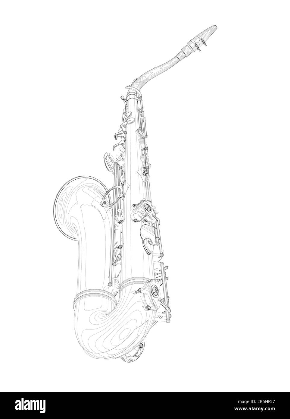 Saxophone outline from black lines isolated on white background ...