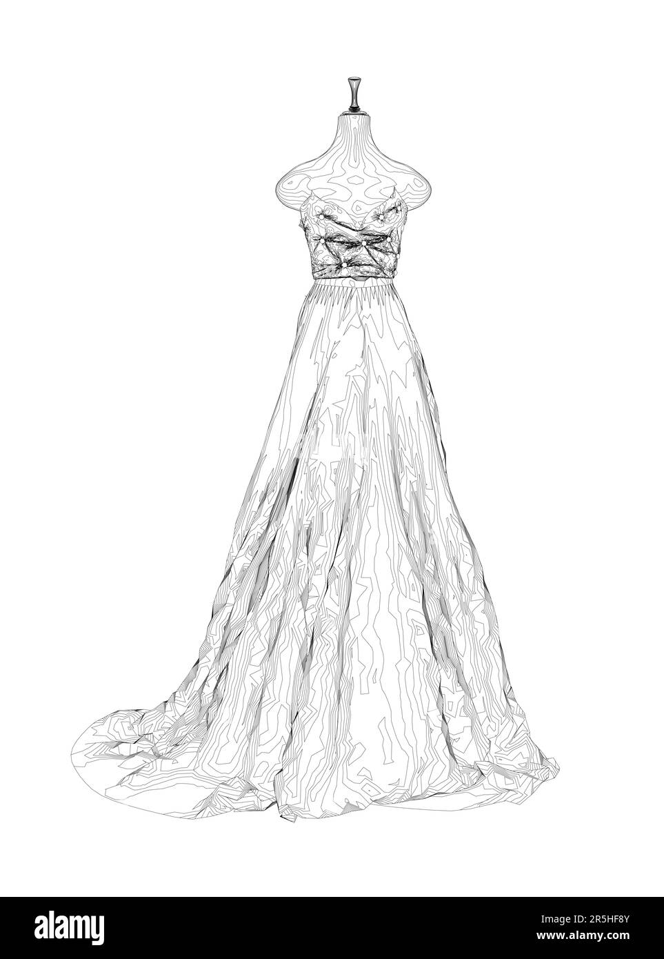 Contour of a wedding dress on a mannequin from black lines isolated on ...