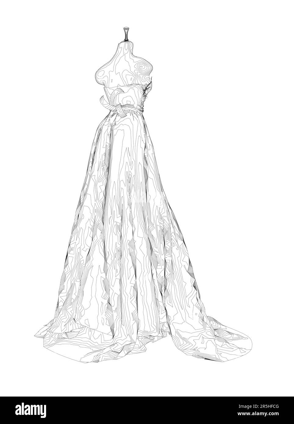 Contour of a wedding dress on a mannequin from black lines isolated on ...