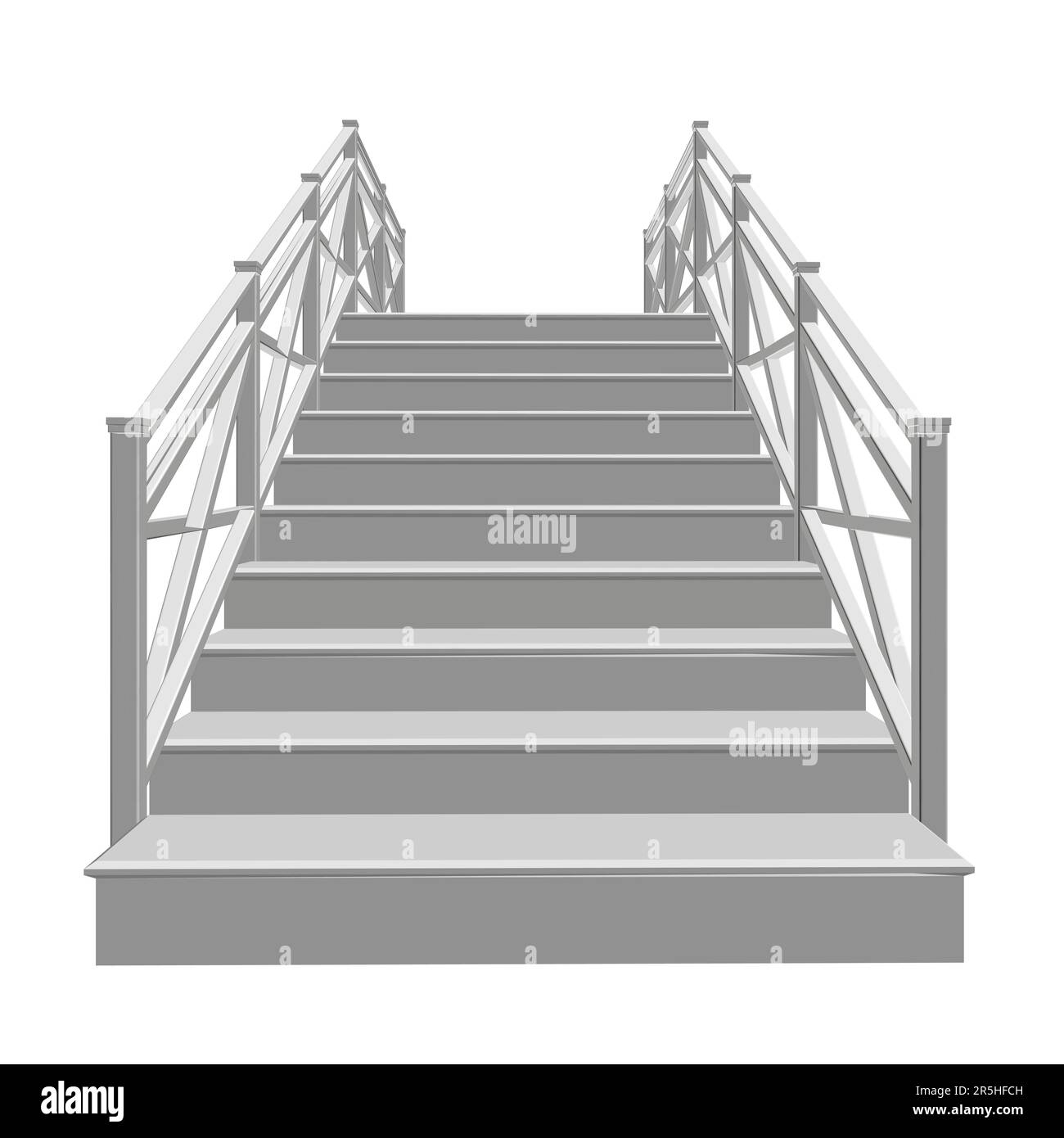 Polygonal staircase model isolated on white background. Bottom view. 3D. Vector illustration ...