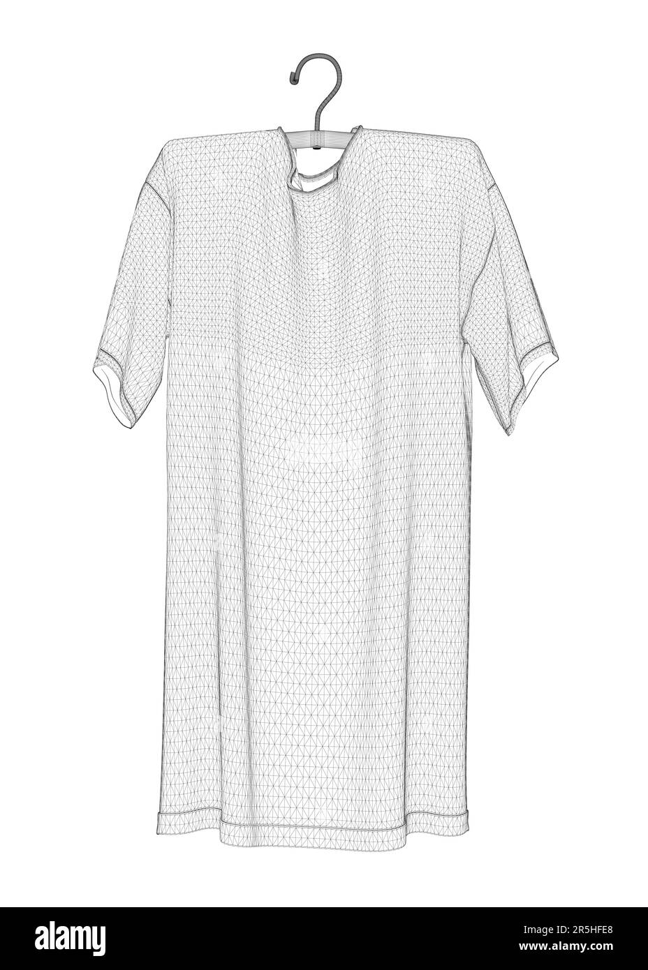 Wireframe of a T-shirt hanging on a hanger from black lines isolated on ...