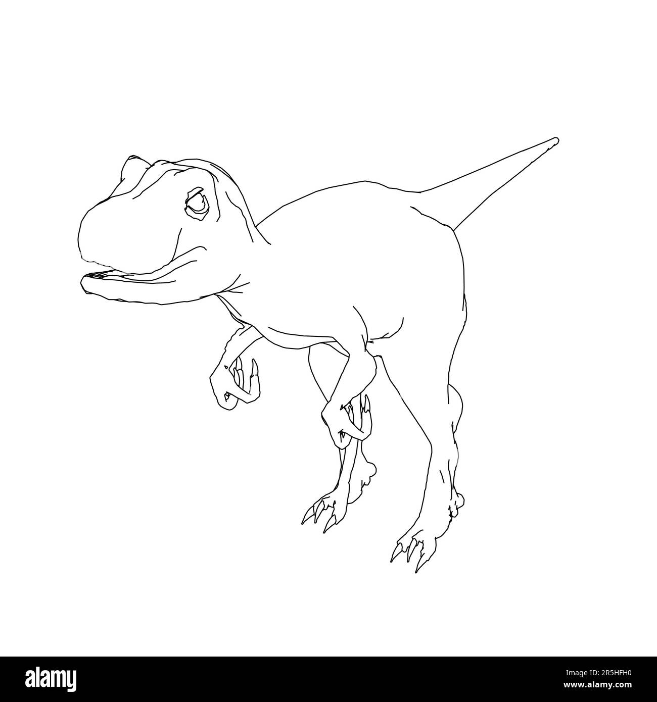 Outline of a dinosaur from black lines isolated on a white background ...