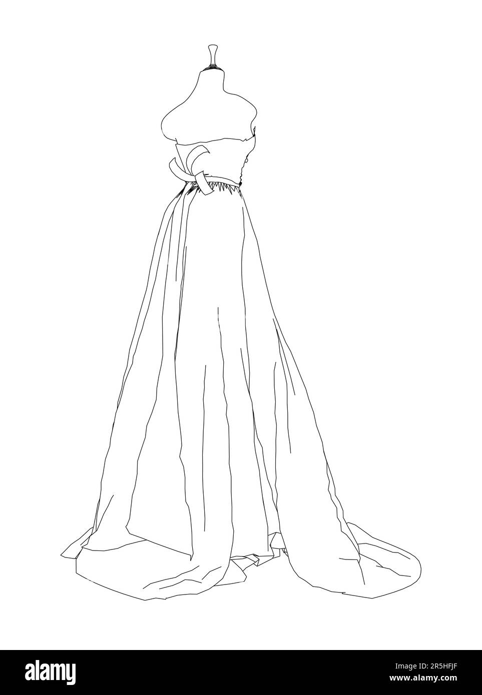 Contour of a wedding dress on a mannequin from black lines isolated on ...