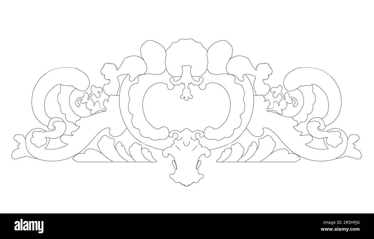Outline of a decorative ornament from black lines isolated on a white ...