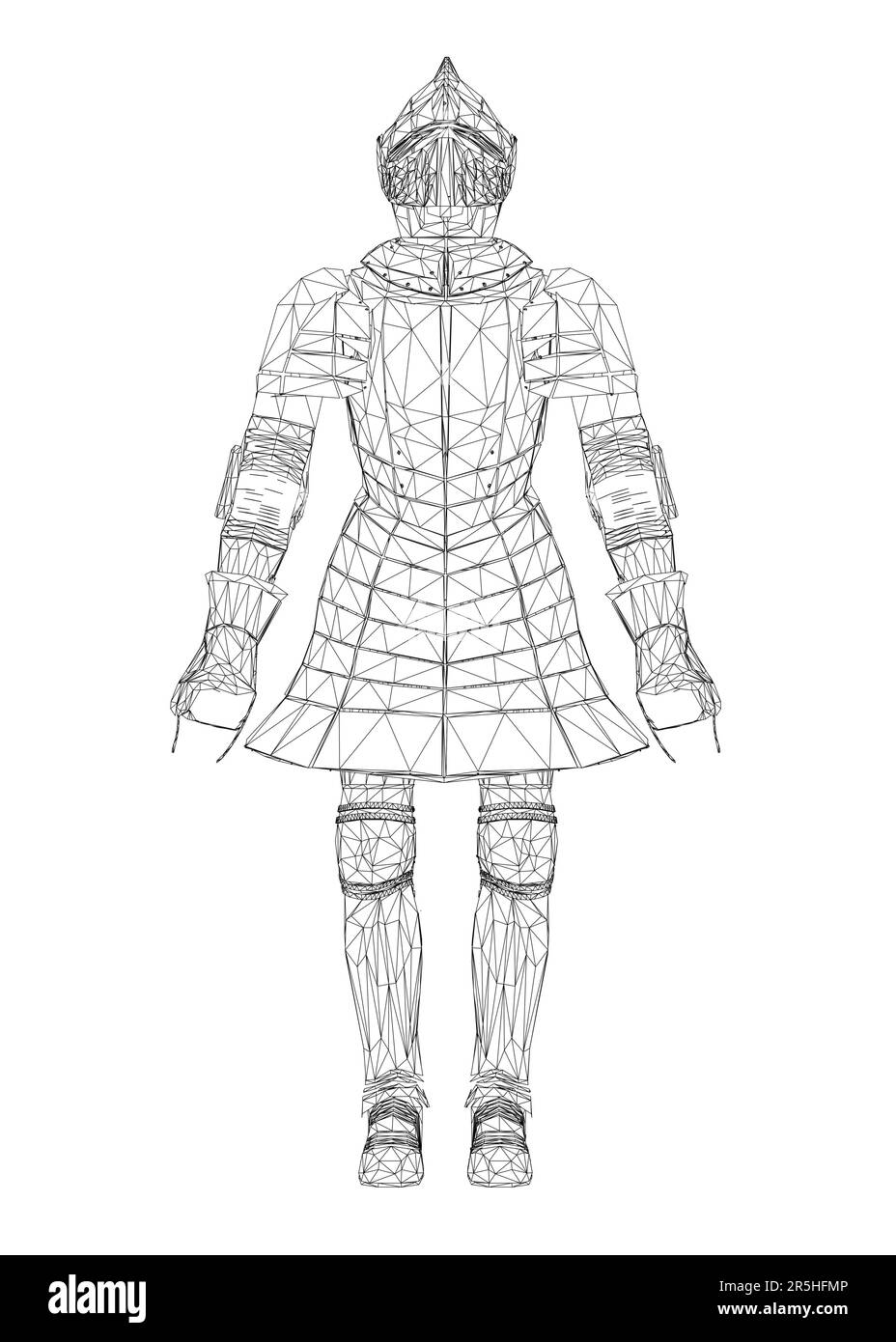 Wireframe of a medieval soldier's armor from black lines isolated on a ...