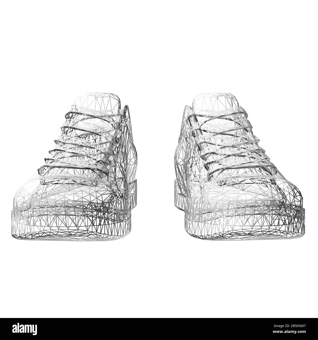 Wireframe of sports sneakers from gray lines isolated on white ...