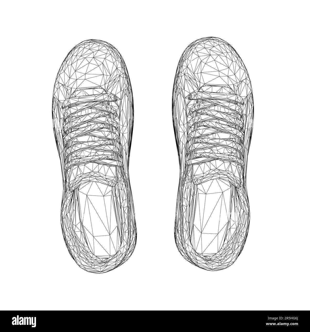 Wireframe of sports sneakers from black lines isolated on white ...