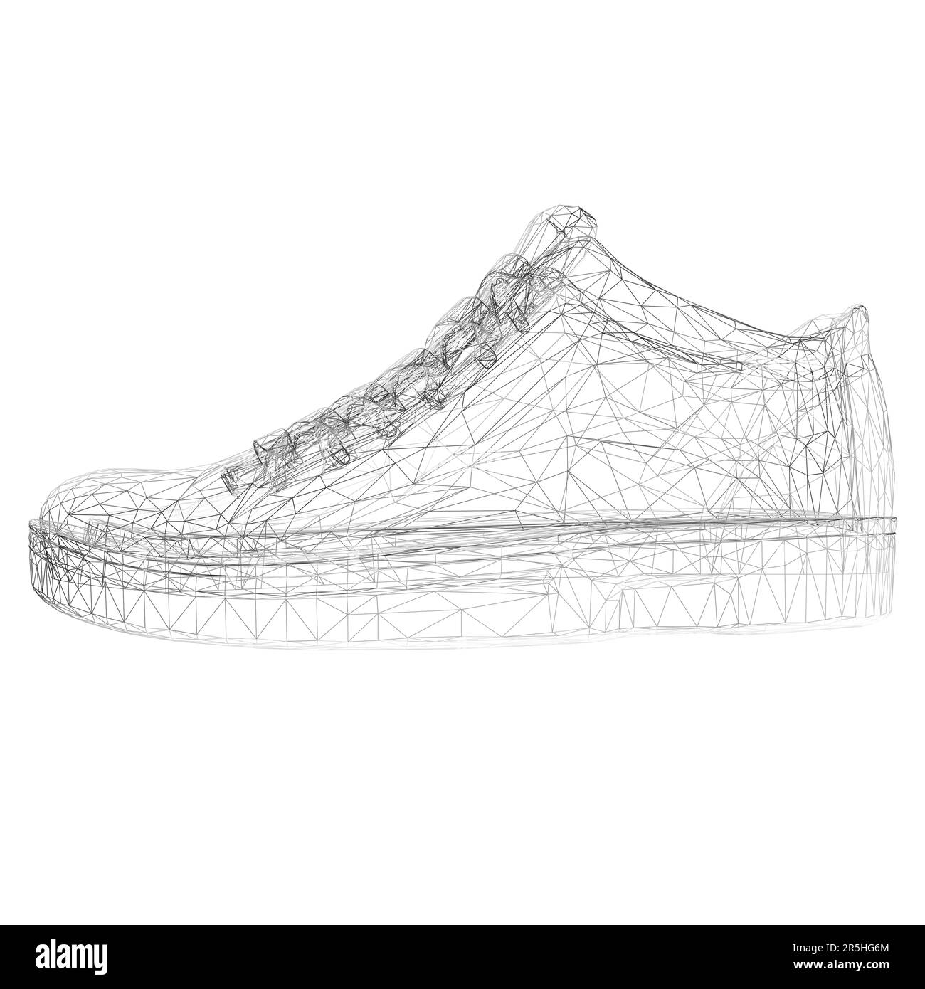 Wireframe of sports sneakers from black lines isolated on white ...