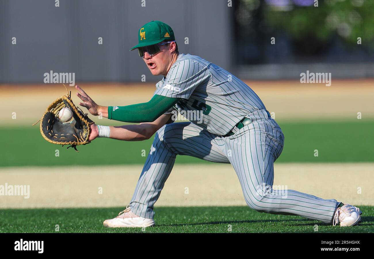 June 2, 2023: George Mason sophomore Reece Woody (5) fields ball. Wake ...