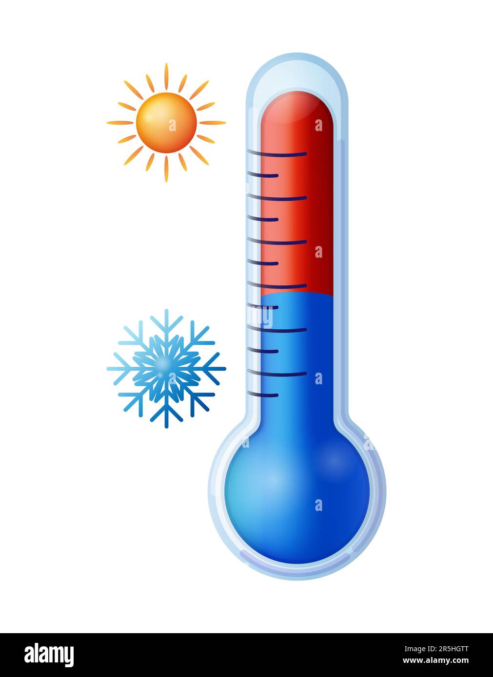 Thermometer with hot and cold climate indicators Stock Vector Image ...