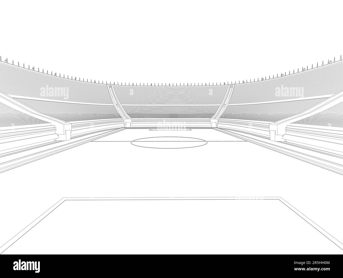 Outline of a large stadium from black lines isolated on a white ...