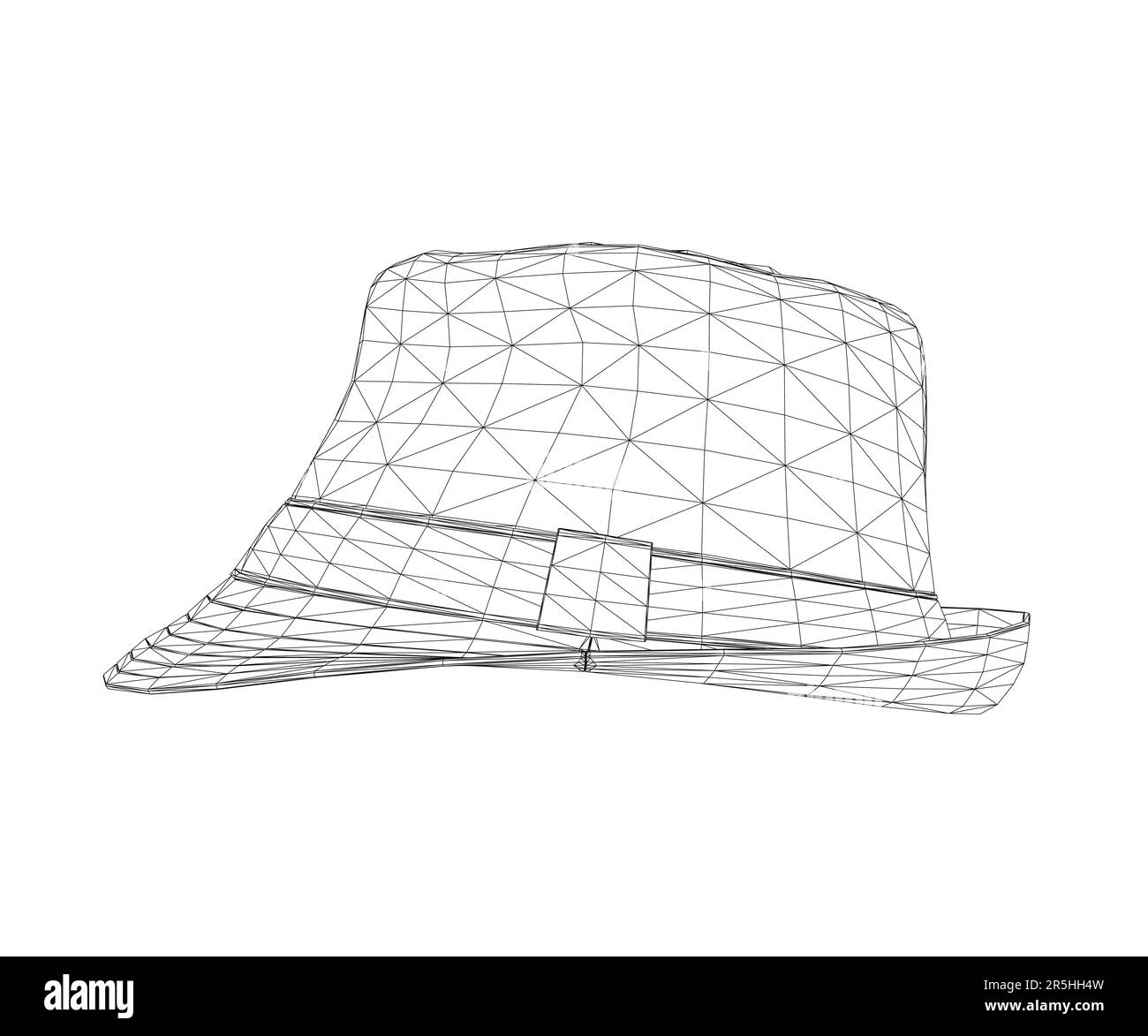 Summer hat frame from black lines isolated on white background. Side ...