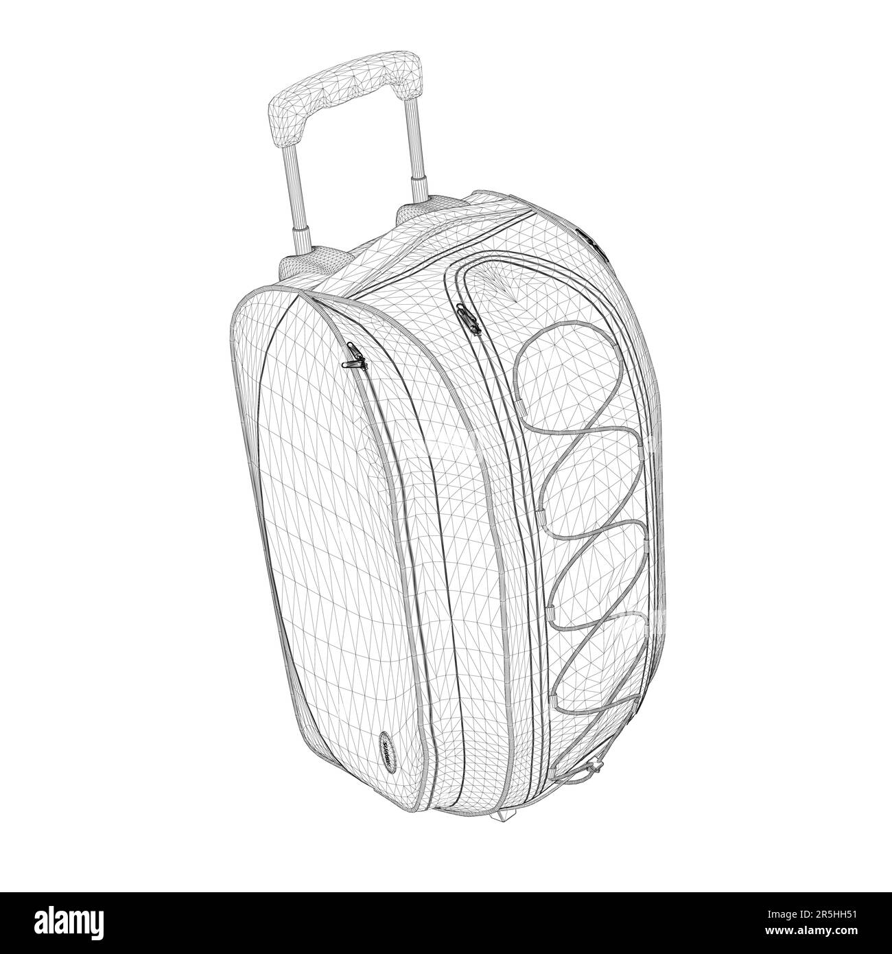 Travel bag wireframe from black lines isolated on white background. Isometric view. 3D. Vector ...