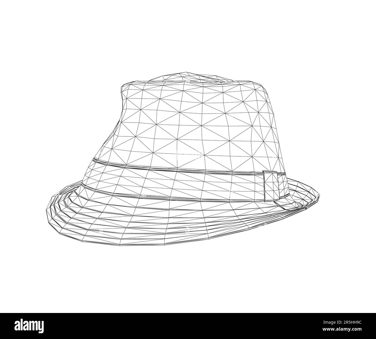 Summer hat wireframe from black lines isolated on white background. Perspective view. 3D. Vector ...