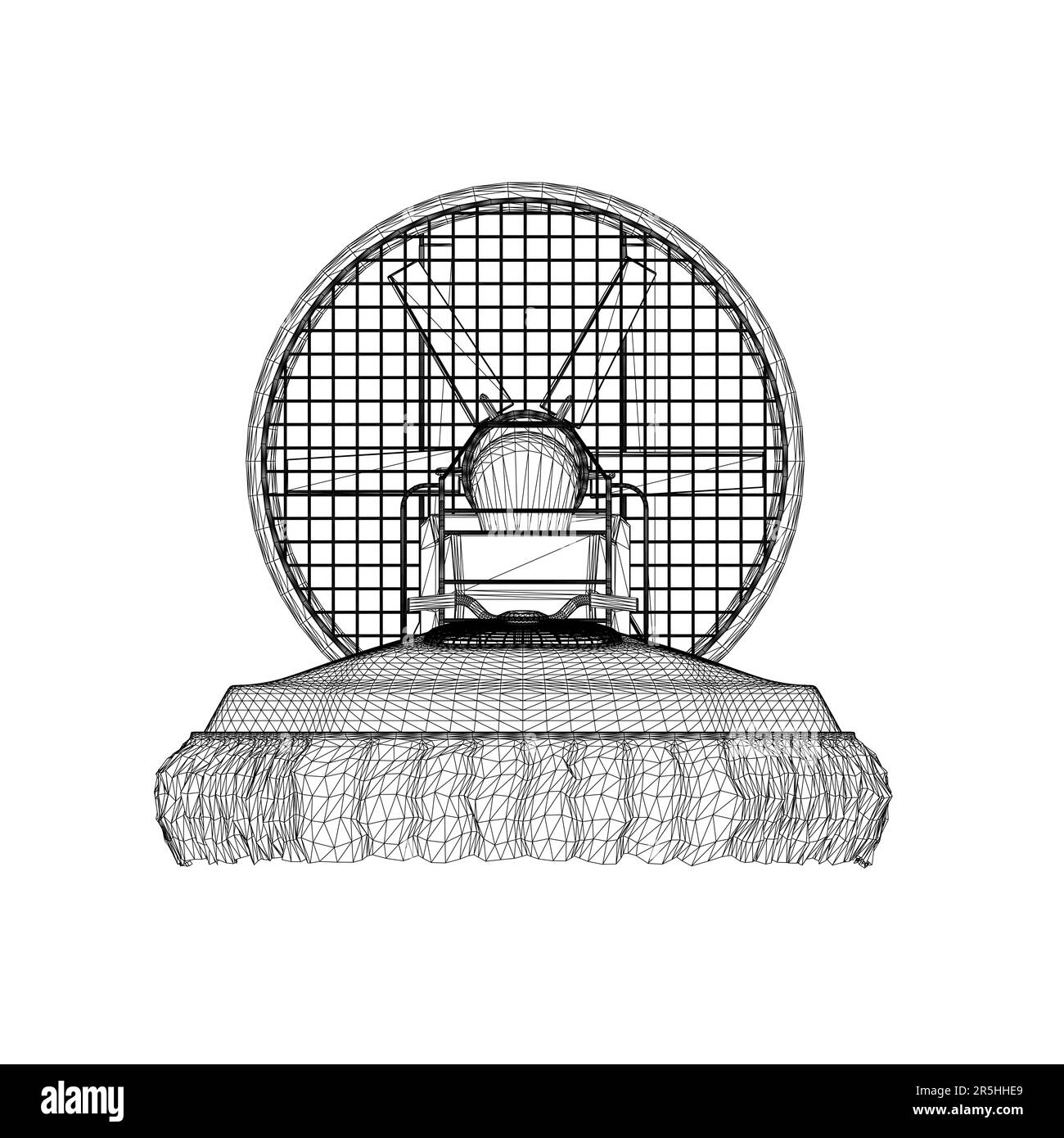 Wireframe Of The Boat On A Pillow With A Propeller From Black Lines