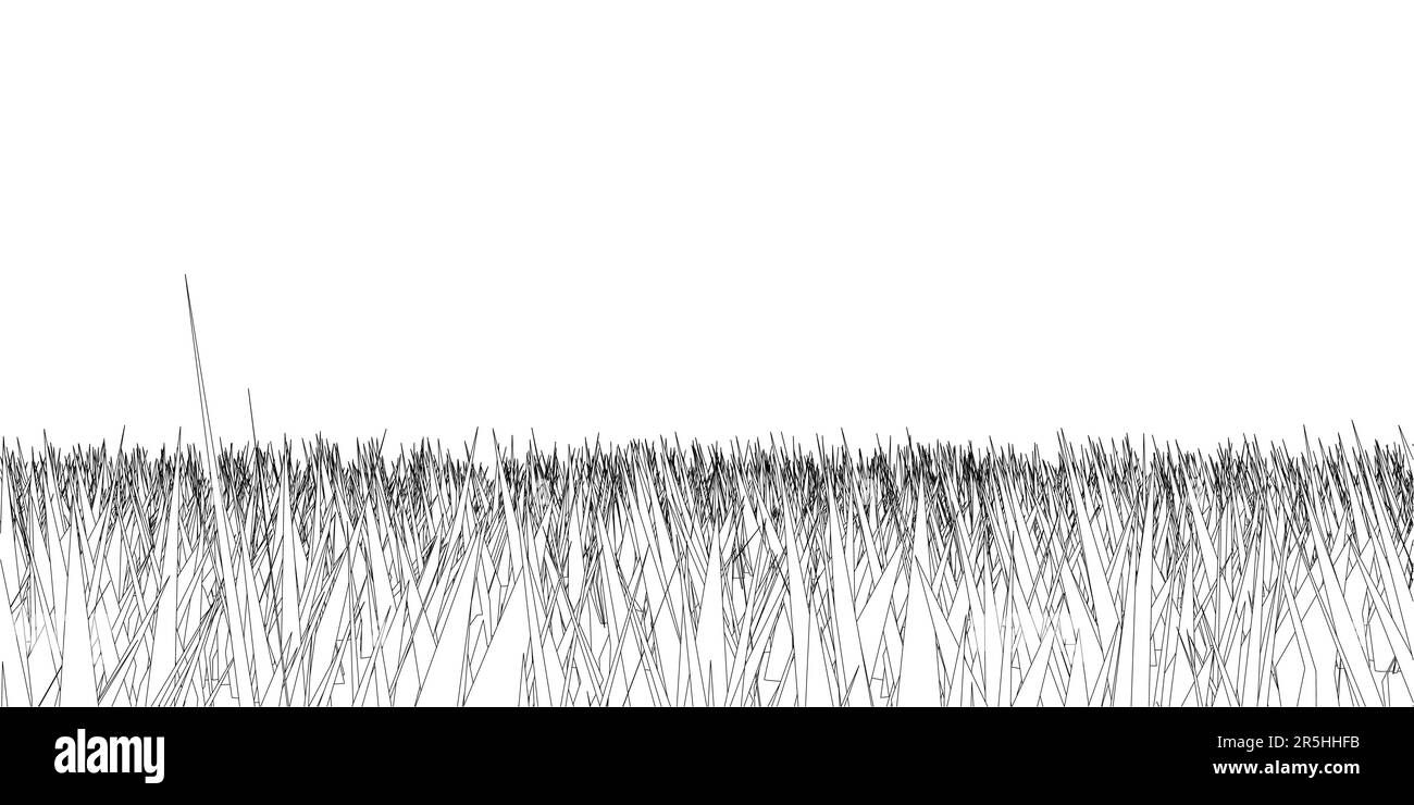 Black lines grass contour isolated on white background. Front view ...