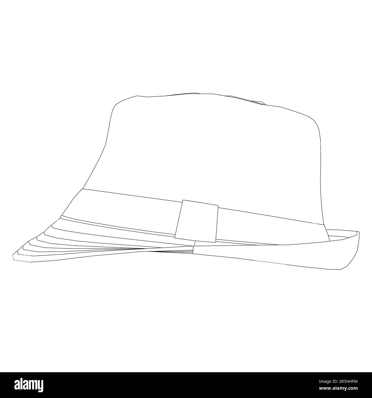 Outline of a summer hat from black lines isolated on a white background ...