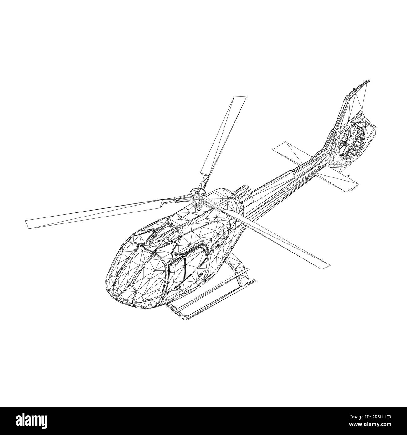 Helicopter wireframe from black lines isolated on white background ...