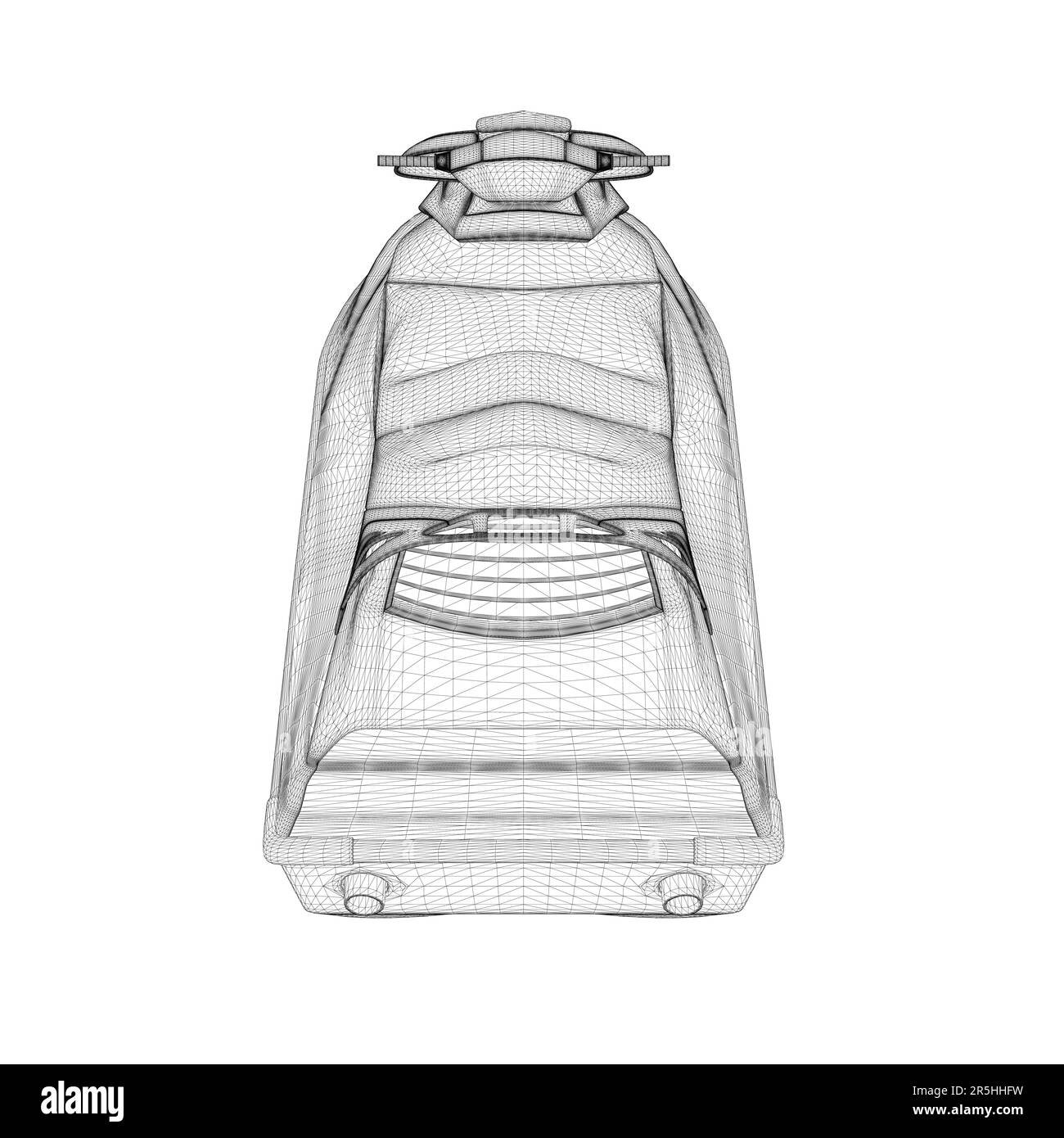 Water scooter wireframe from black lines isolated on white background. Back view. 3D. Vector ...
