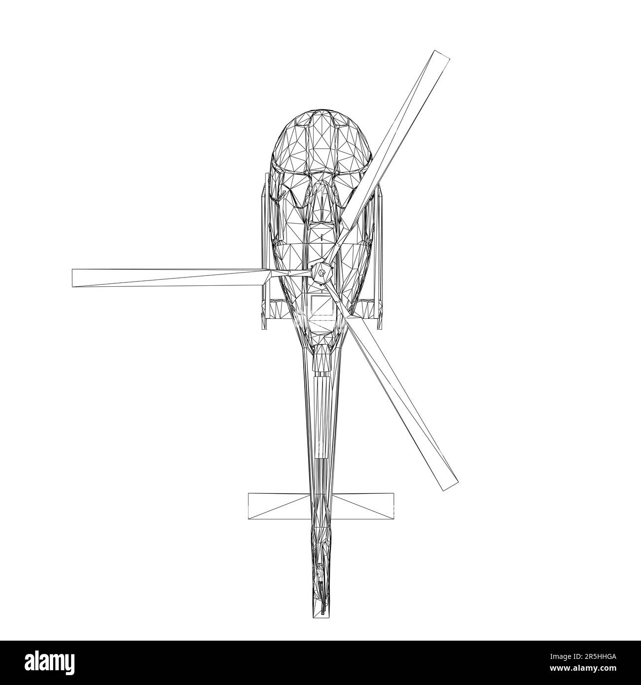 Helicopter wireframe from black lines isolated on white background ...